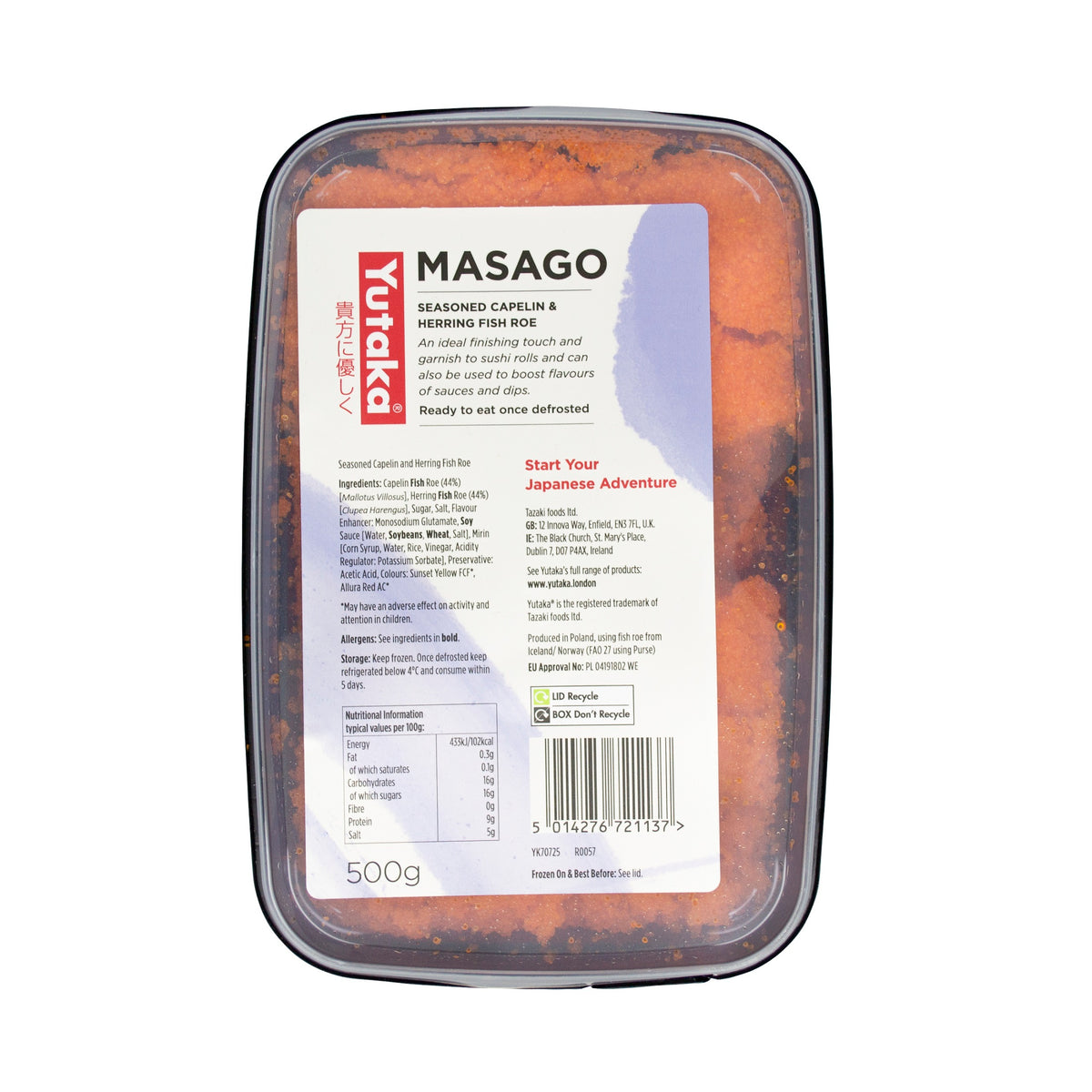 Yutaka Masago Orange Seasoned Capelin & Herring Fish Roe 500g – Yutaka ...