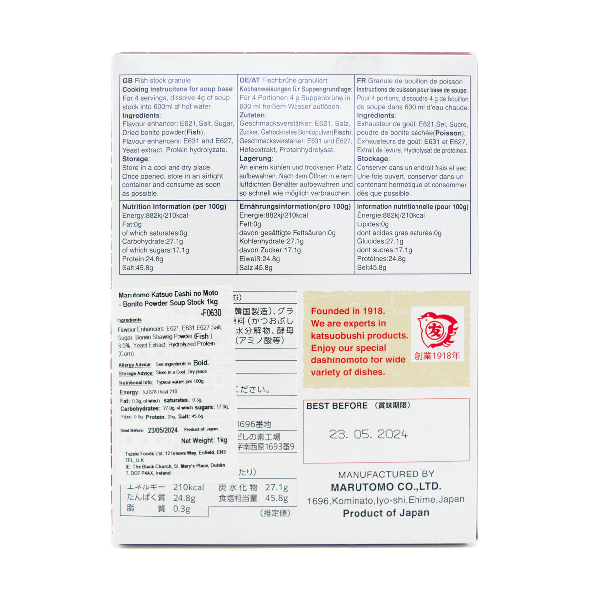 Marutomo Katsuo Dashino Moto - Bonito Powder Soup Stock 1kg – Yutaka ...